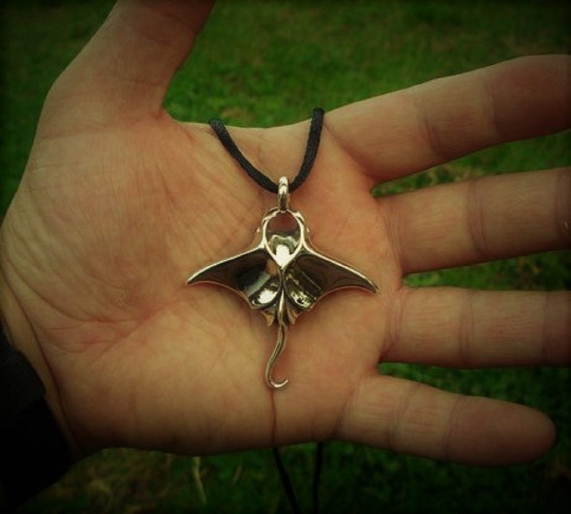 Manta Ray Necklace Large Manta Ray Pendant Sterling Silver - Etsy UK