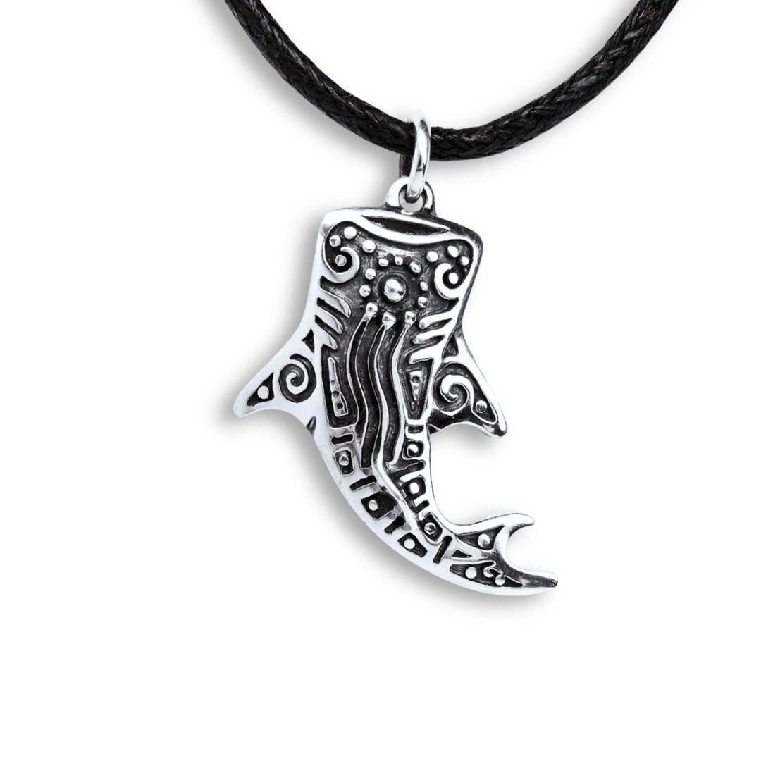 Sliver Tattoo Whale Shark Necklace, Tribal Design Jewelry, Solid ...