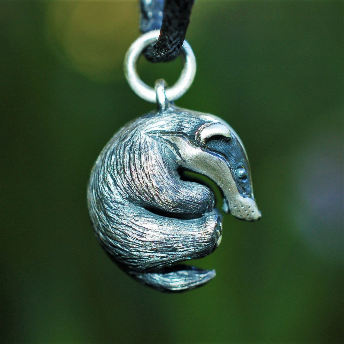Badger necklace baby badger jewelry silver animal charm | Etsy