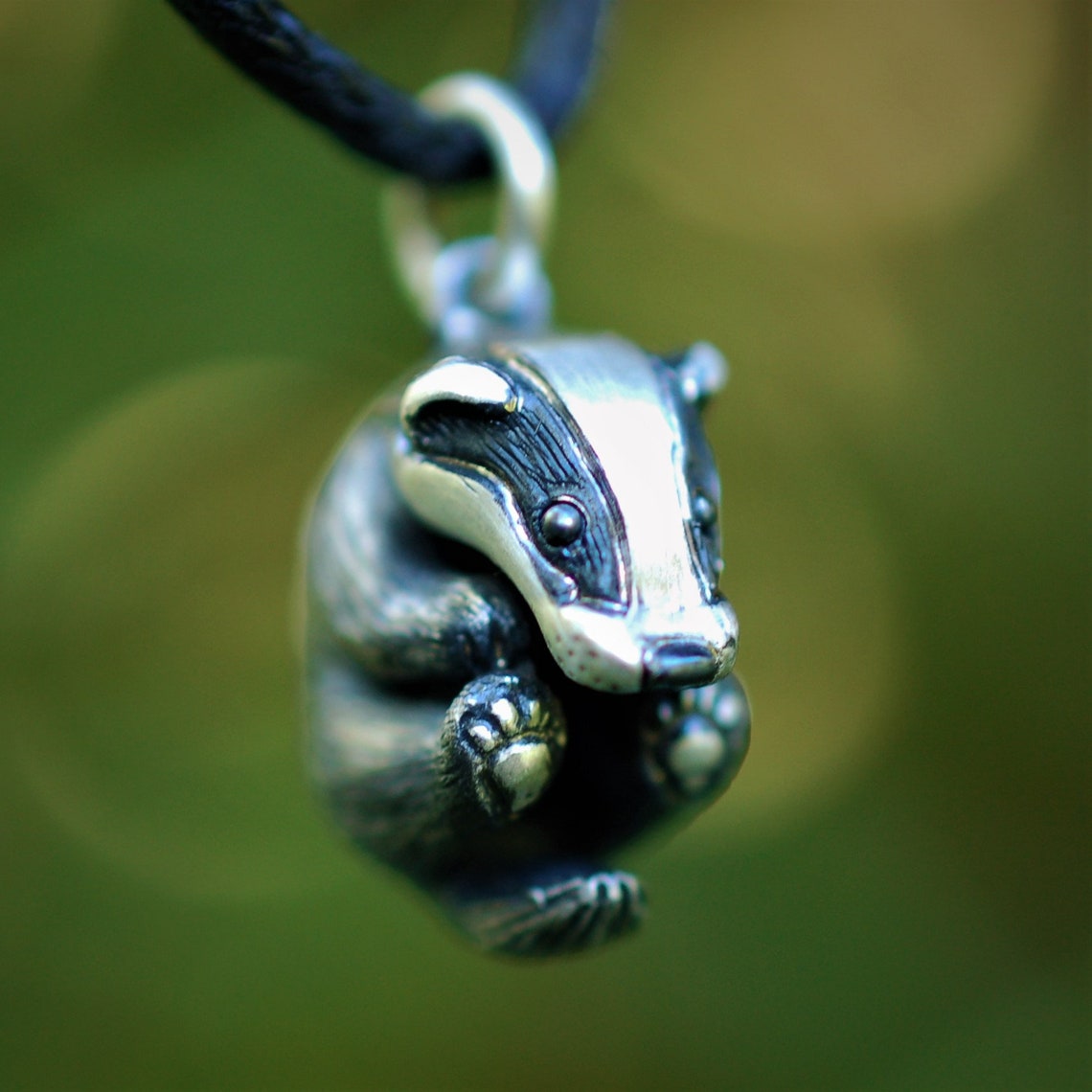 Badger necklace baby badger jewelry silver animal charm | Etsy