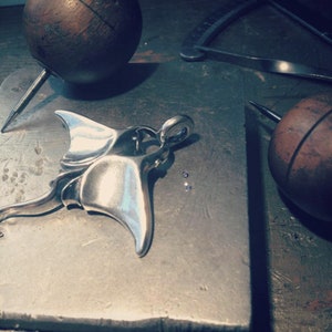 Manta Ray Necklace, Large Manta Ray Pendant, Sterling Silver Jewelry ...