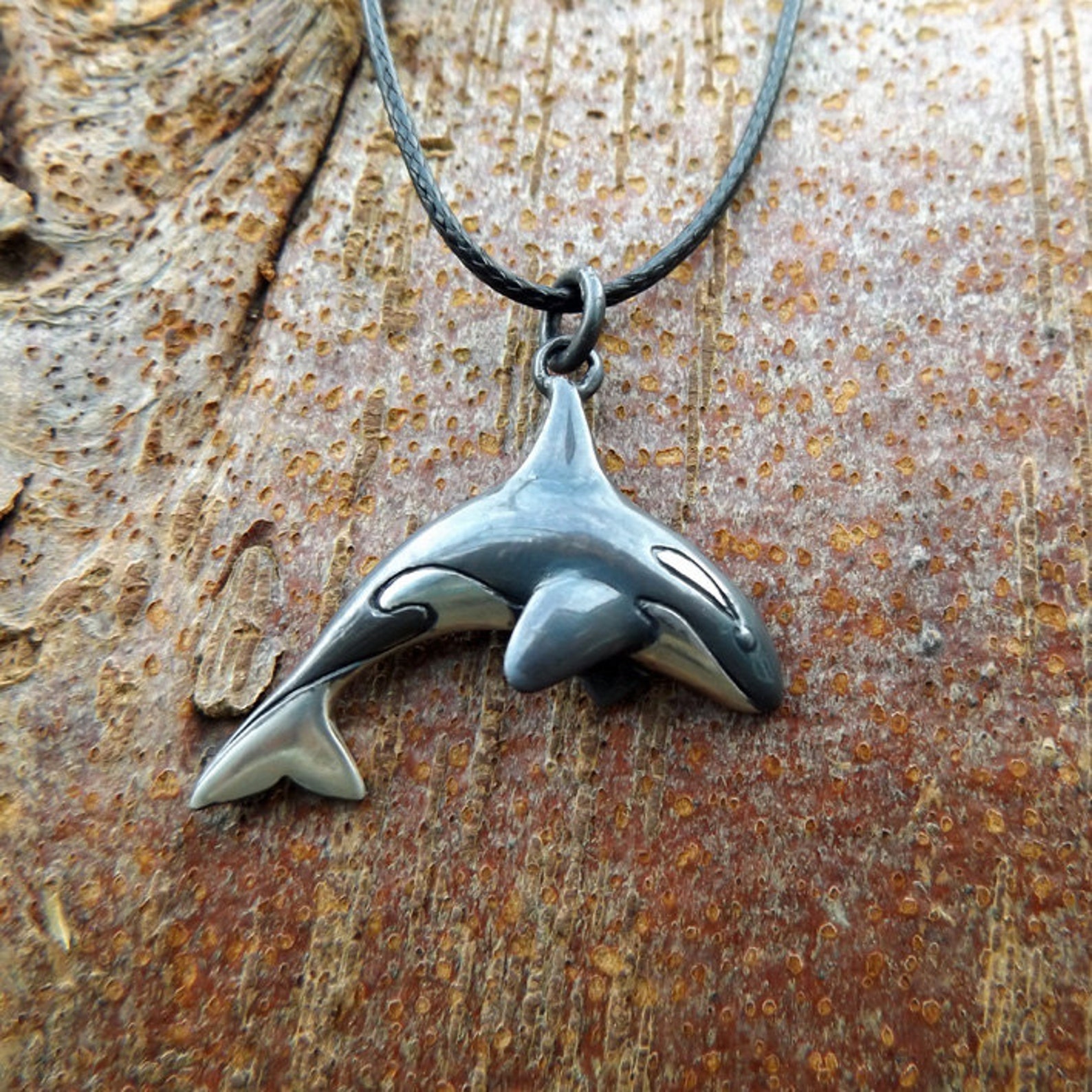Orca Necklace Killer Whale Necklace Blackened Sterling | Etsy