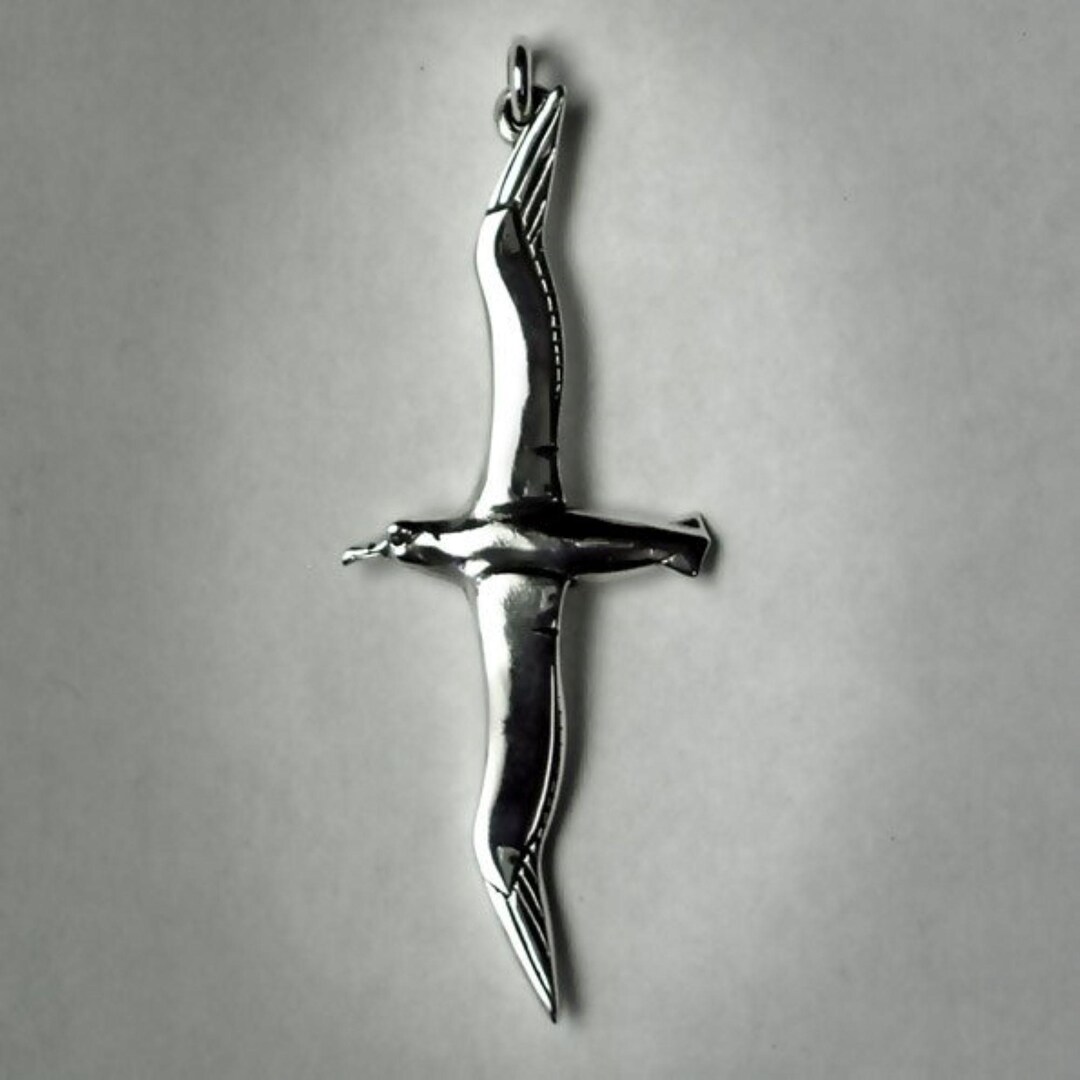 Albatross Necklace, Solid Sterling Silver Albatross Pendant on a Cord ...