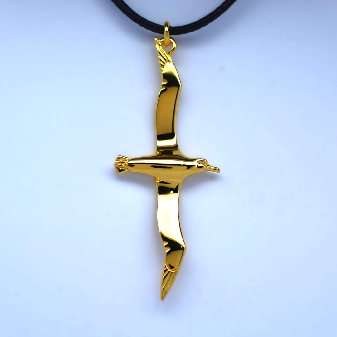 Sterling Silver Albatross Pendant Necklace, Coated With 22ct Gold ...