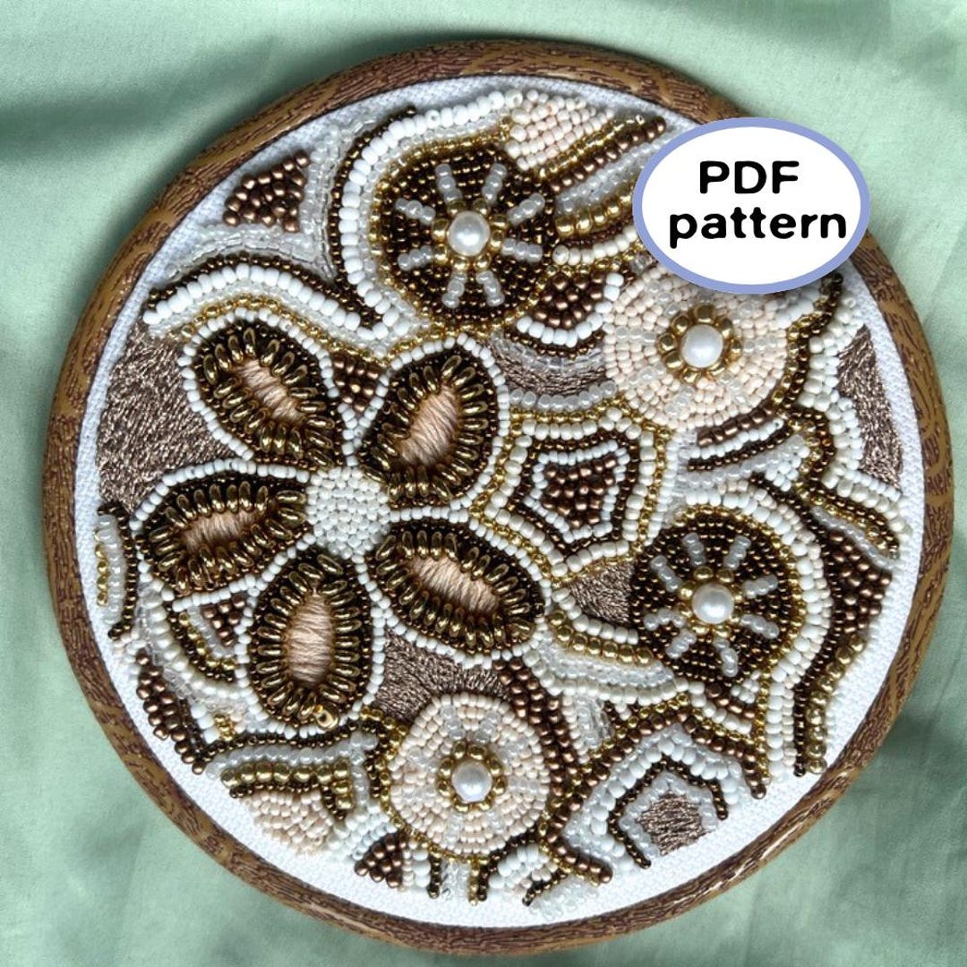 Floral Beaded Embroidery Pattern, Modern Beadwork Design (PDF Pattern ...