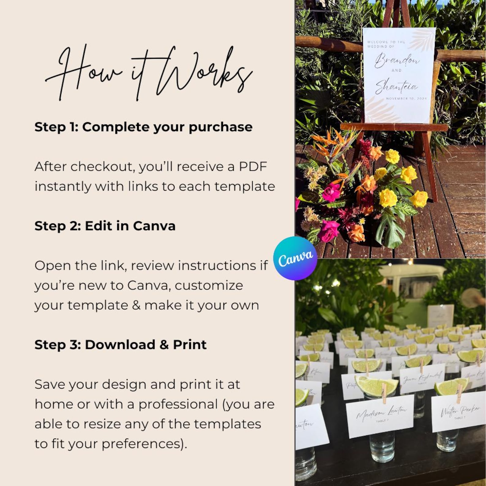 Seating Name Card Place Card Template Canva Customizable Modern DIY ...
