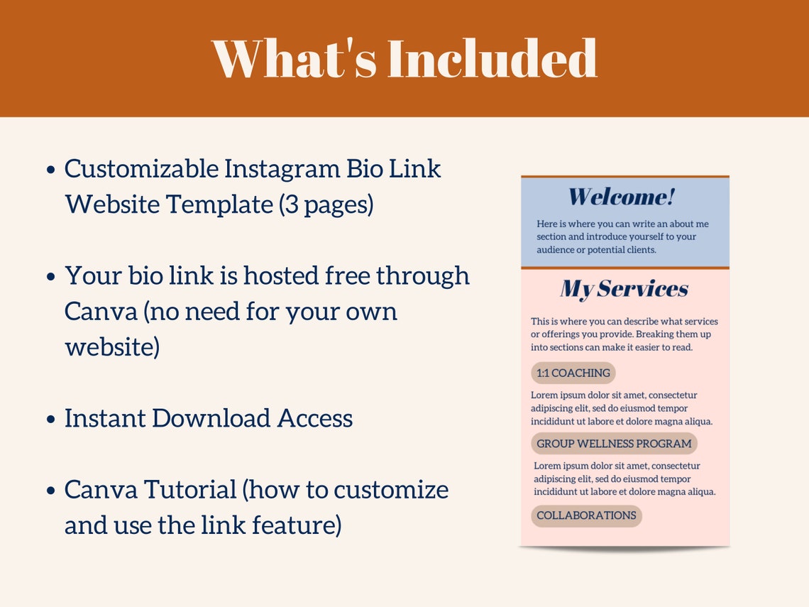 Blue Pink Link in Bio Instagram Template | Landing Page | Link Tree ...