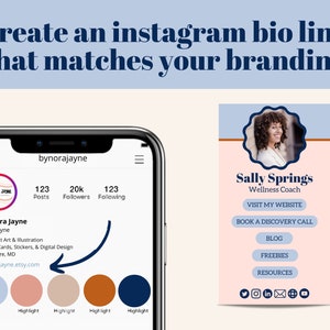Blue Pink Link in Bio Instagram Template Landing Page Linktree Canva ...