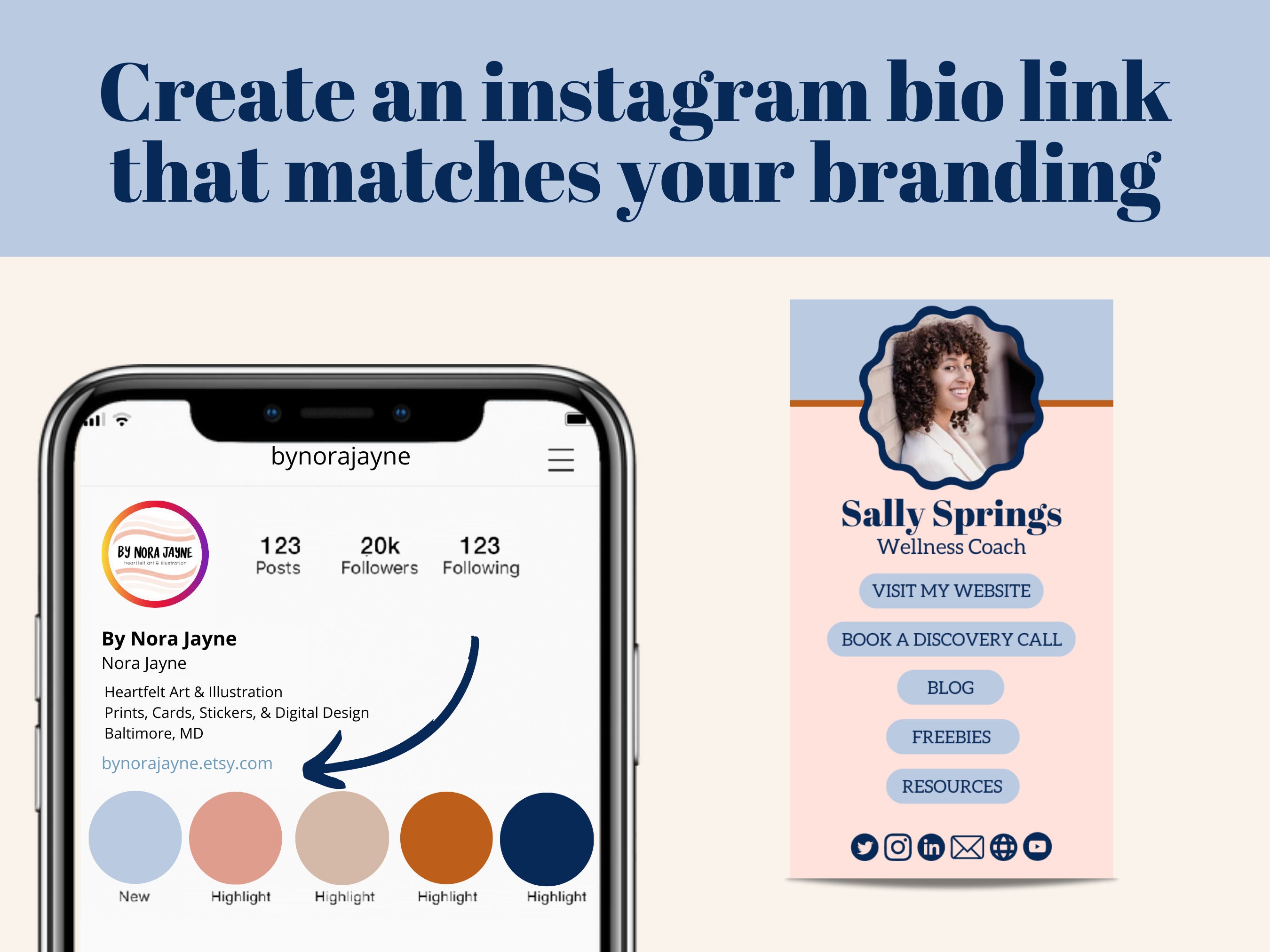 Blue Pink Link in Bio Instagram Template | Landing Page | Link Tree ...