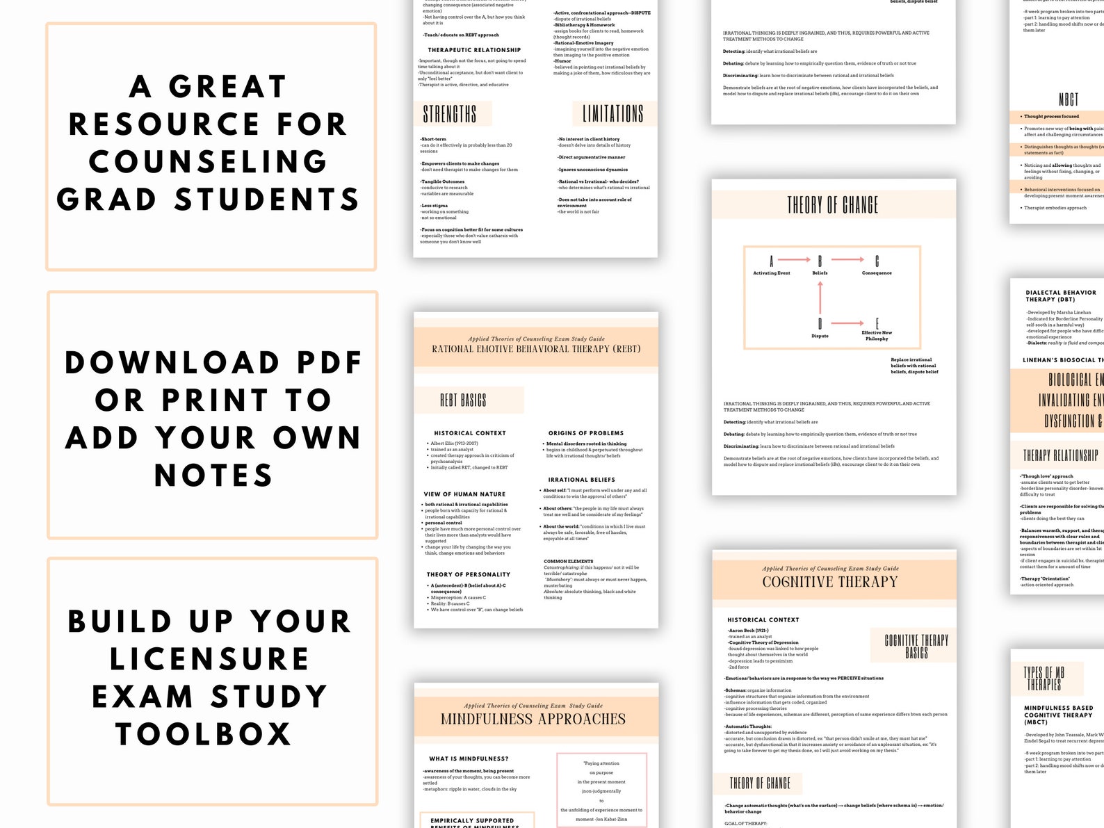 Counseling Social Work Theories Study Guide, National Counselor Exam ...