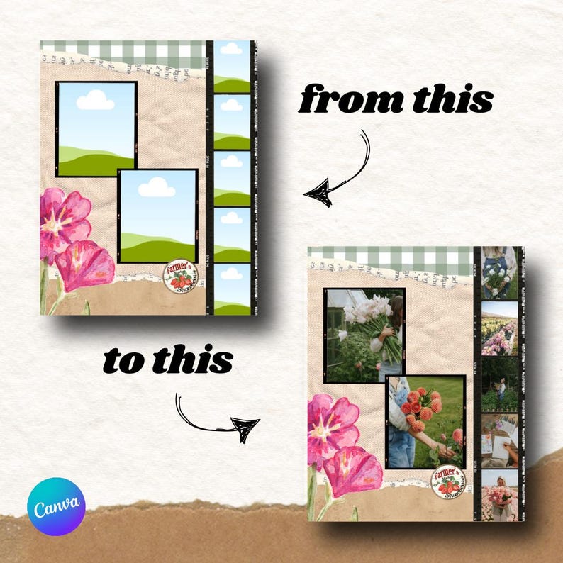Spring Digital Junk Journal Scrapbook Collage Template for Instagram ...