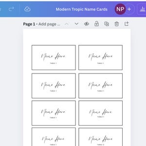 Seating Name Card Place Card Template Canva Customizable Modern DIY ...