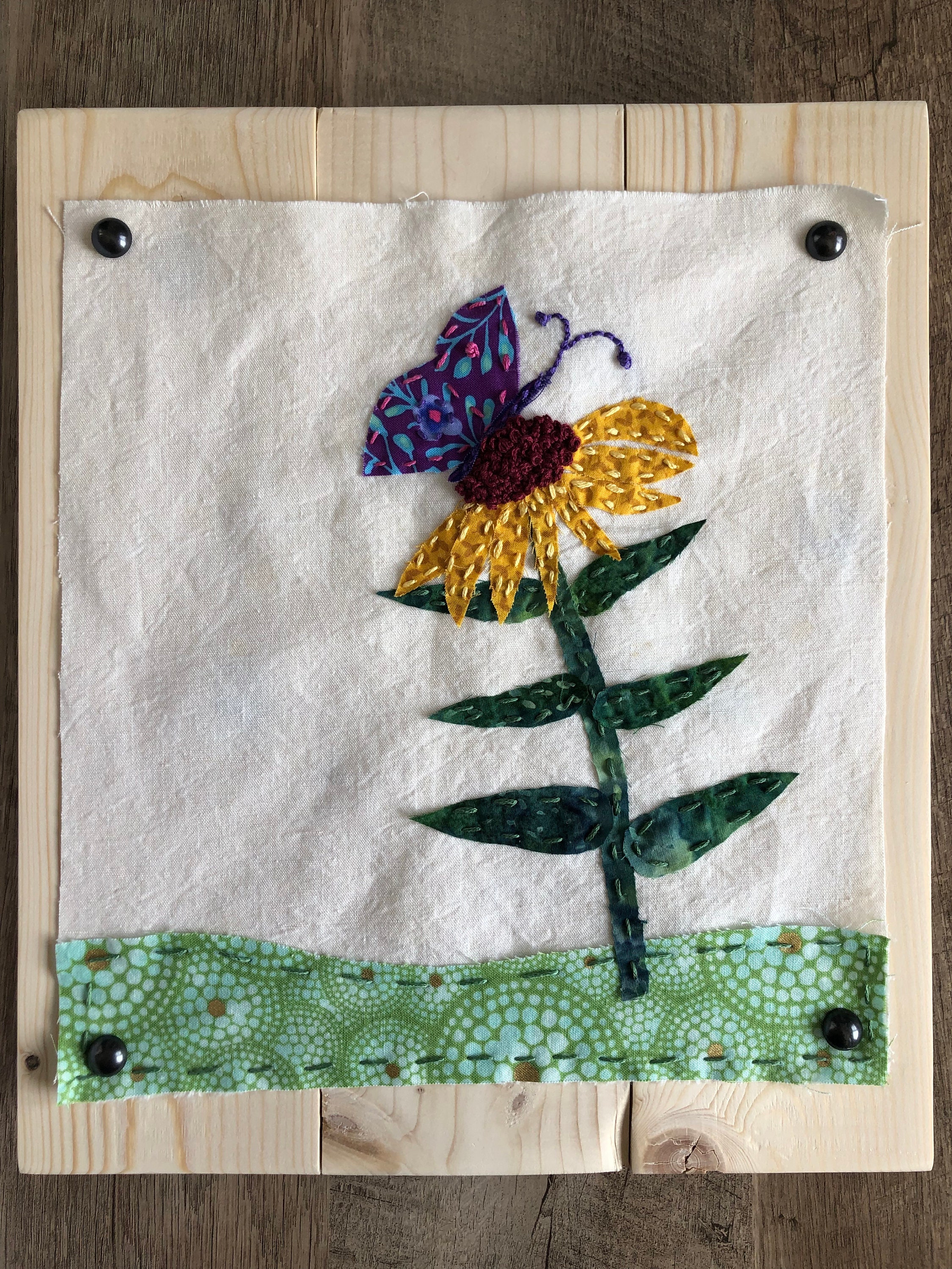 The Slow-stitch Butterfly on Cone Flower - Etsy