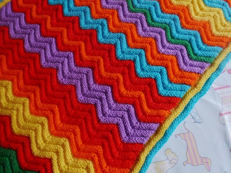 Rainbow Ripple Baby Blanket Afghan Throw Knitting Pattern - Etsy