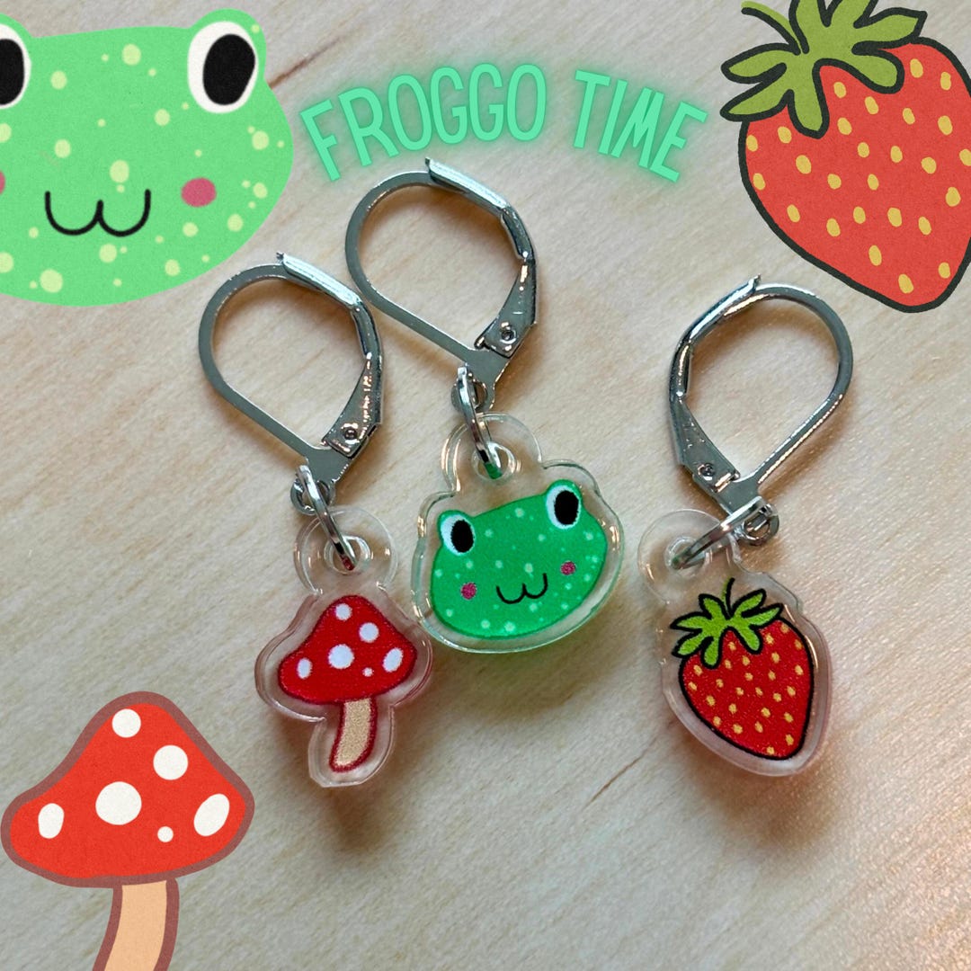 Froggo Time Frog Mushroom Strawberry Cottagecore Stitch Markers ...