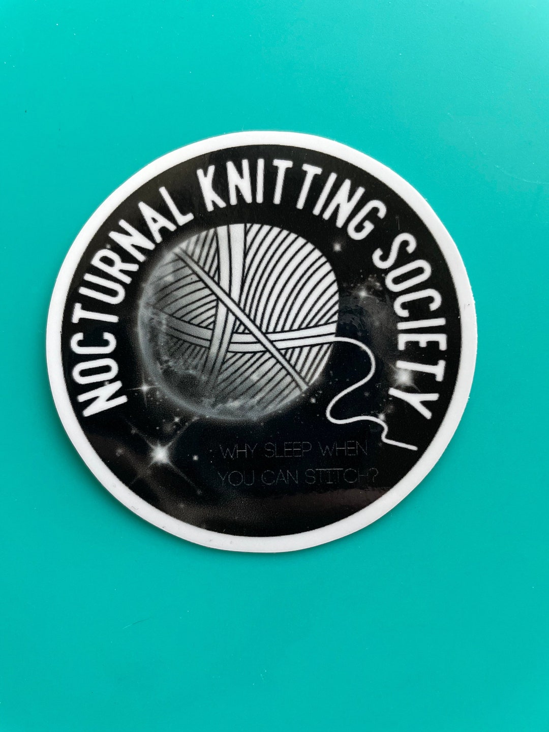 Vinyl Sticker - Nocturnal Knitting Society Moon Late Night Owl Funny ...