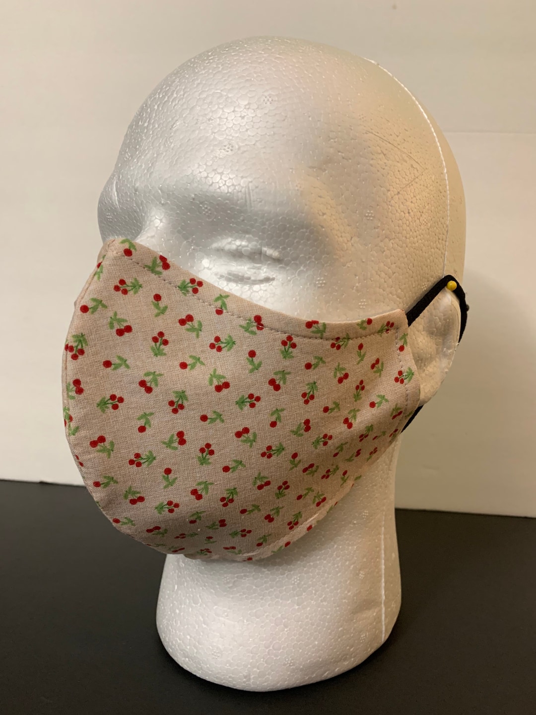 Cherry Face Mask, Fruit Face Mask, Cute Cherries on Pink, Elastic Loops ...