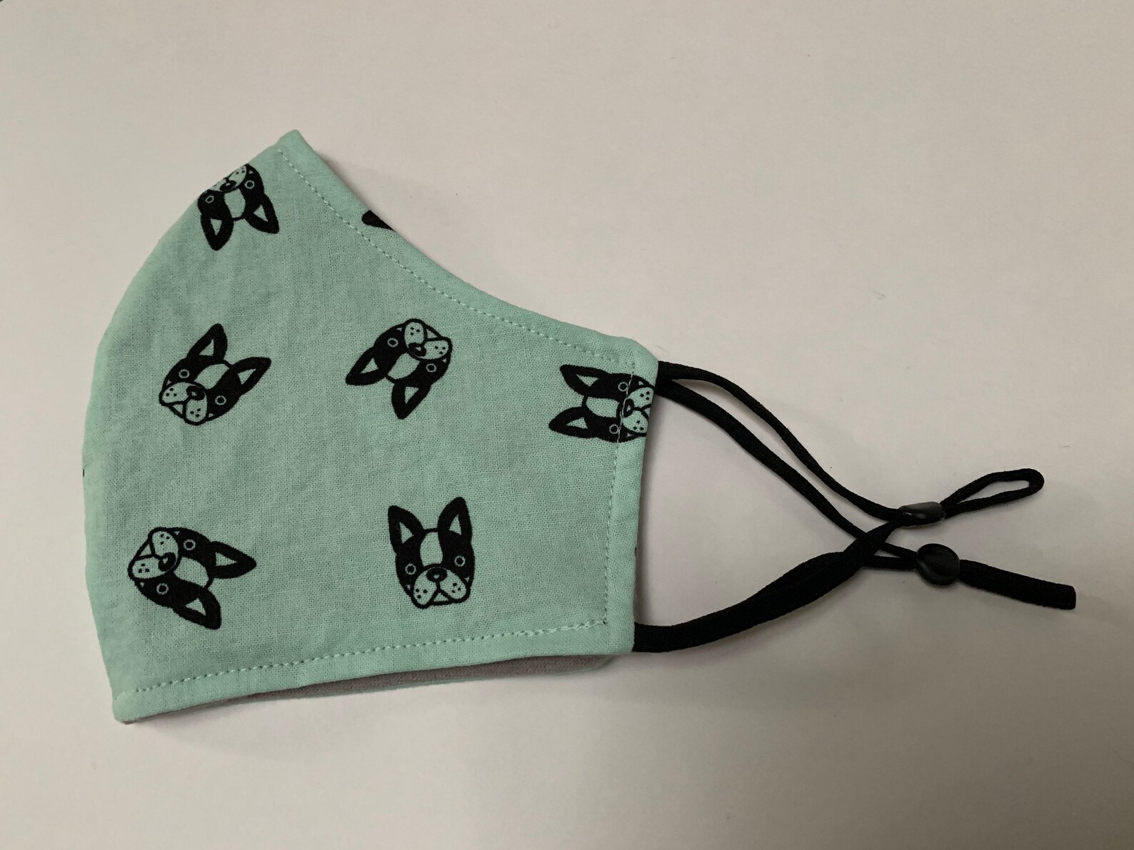 French Bulldog Face Mask, Dog Face Mask Cute Frenchie on Mint, Elastic ...