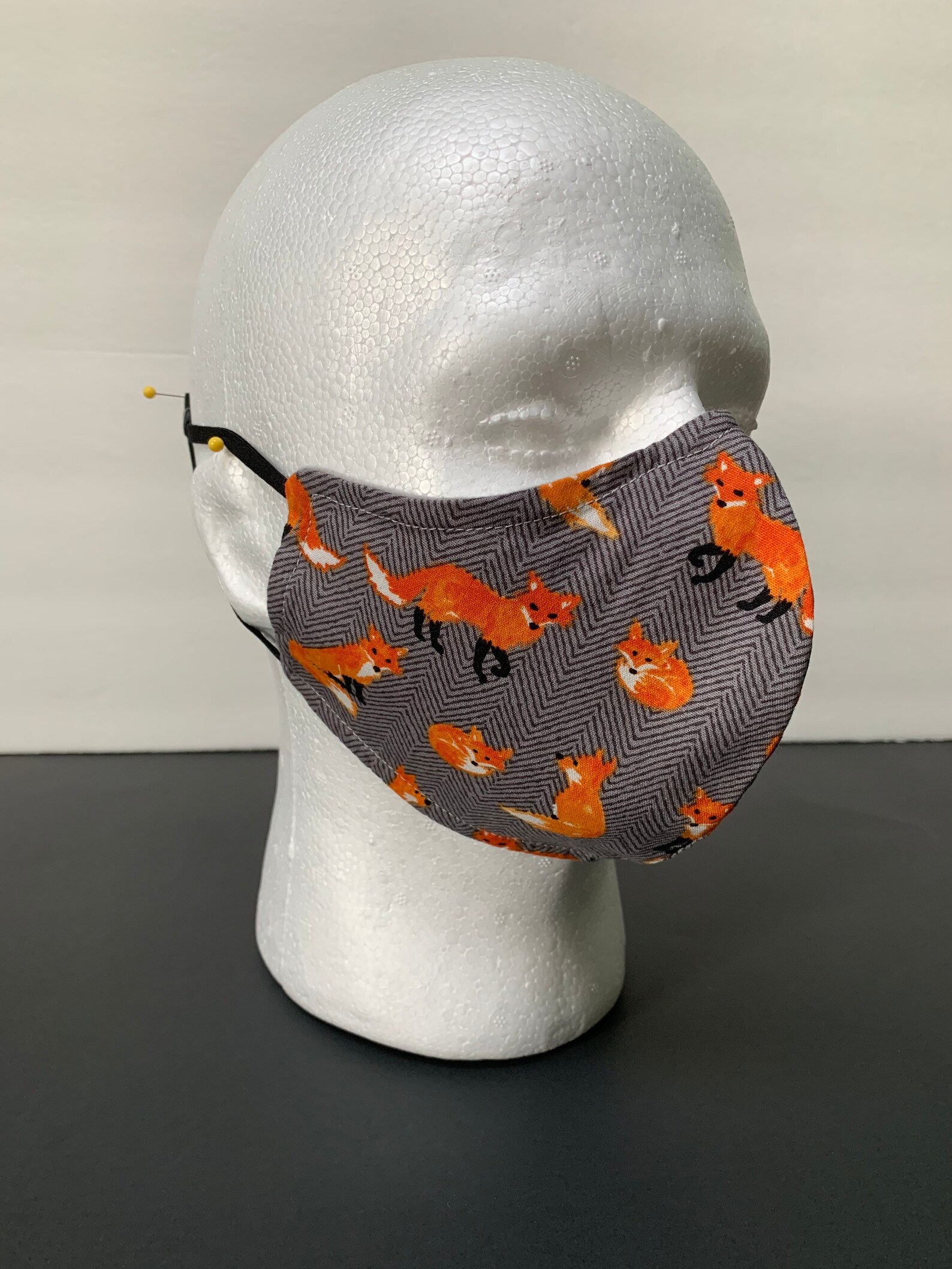 Fox Face Mask, Foxy Face Mask Cute Foxes on Gray, Elastic Loops, 2 ...
