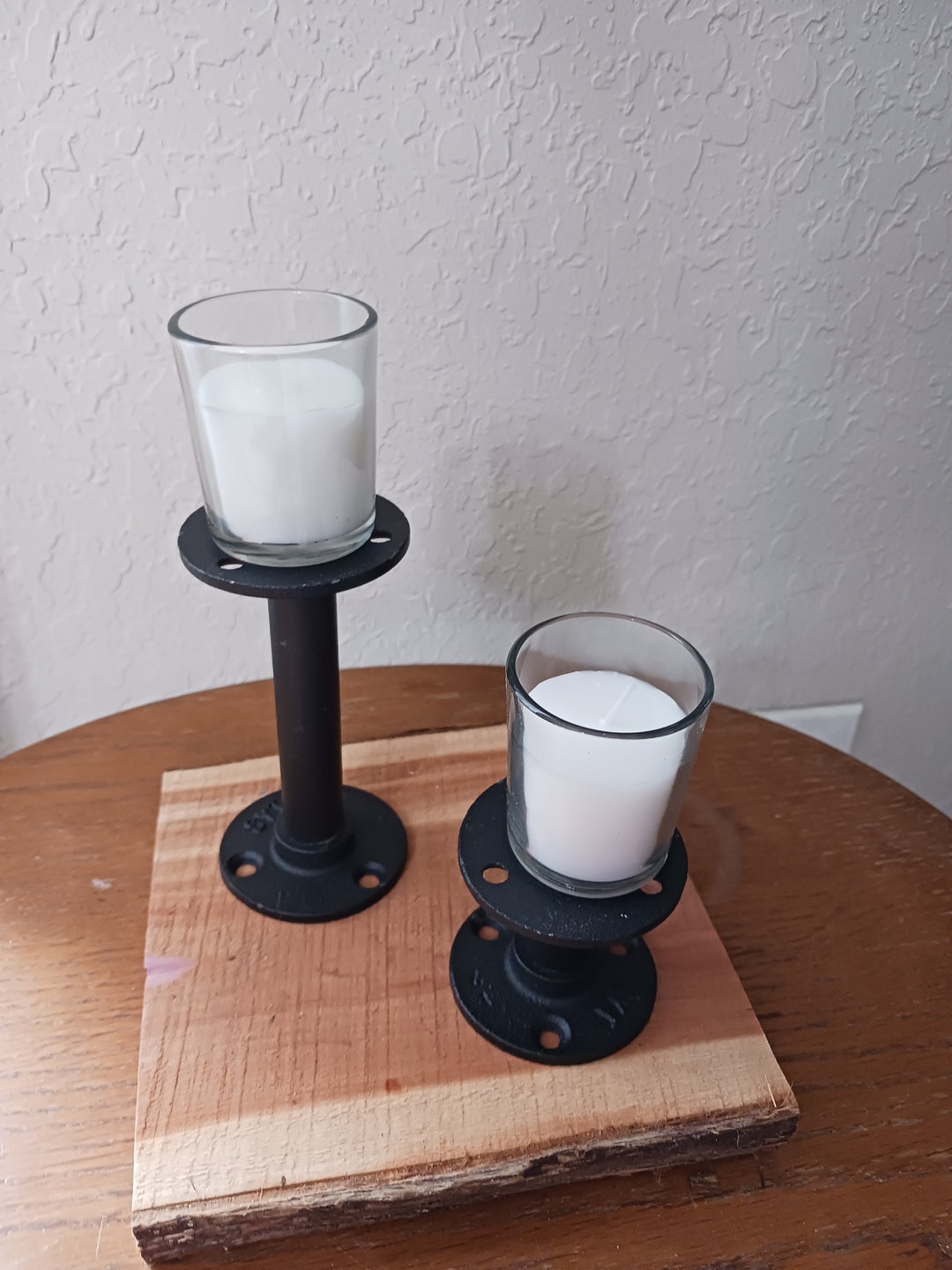 Industrial Pipe Candle Holders Cedar Live Edge Candle Holder - Etsy