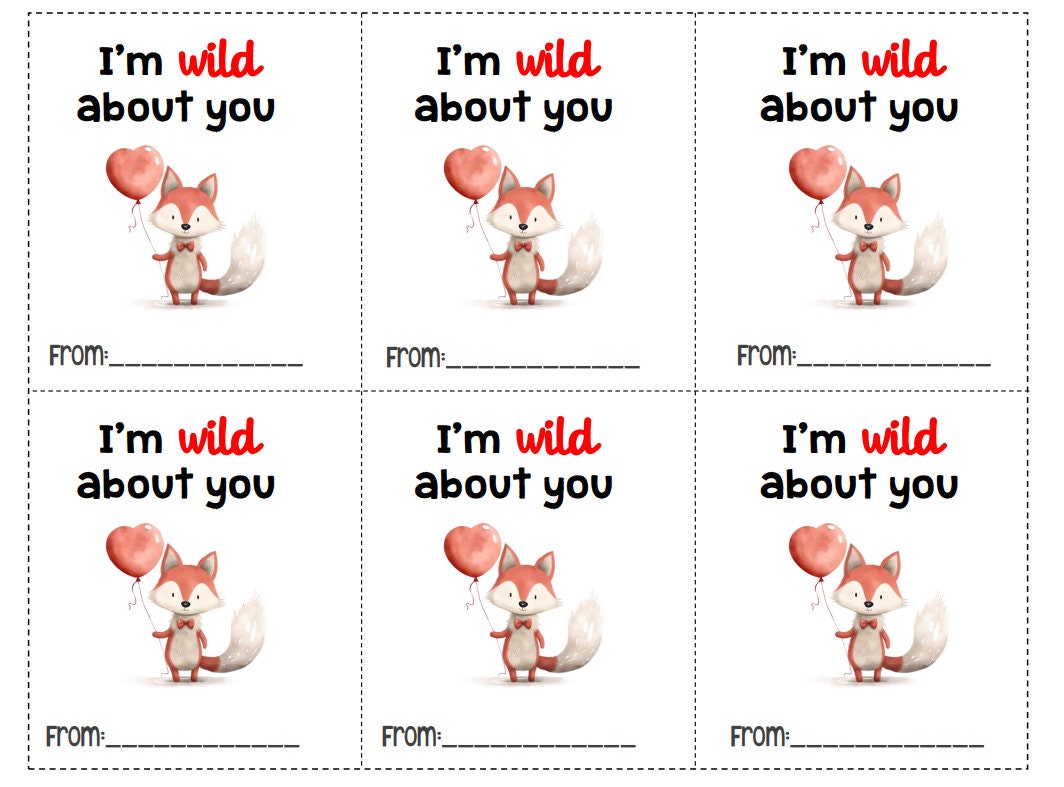 Printable Forest Themed Valentine's Day Cards for Kids, Classroom ...
