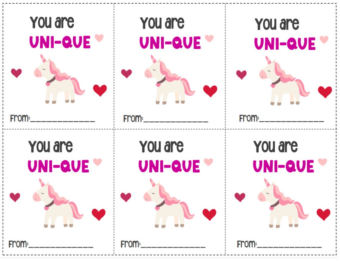 Printable Unicorn and Rainbow Valentine's Day Cards for Kids, Classroom ...