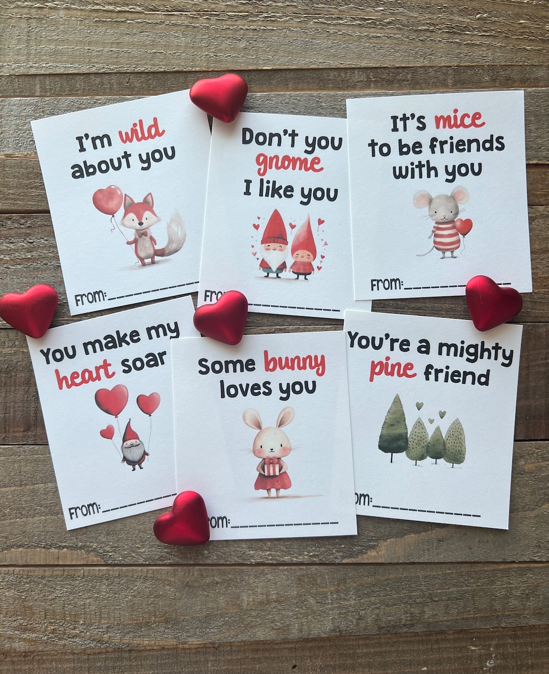 Printable Forest Themed Valentine's Day Cards for Kids, Classroom ...