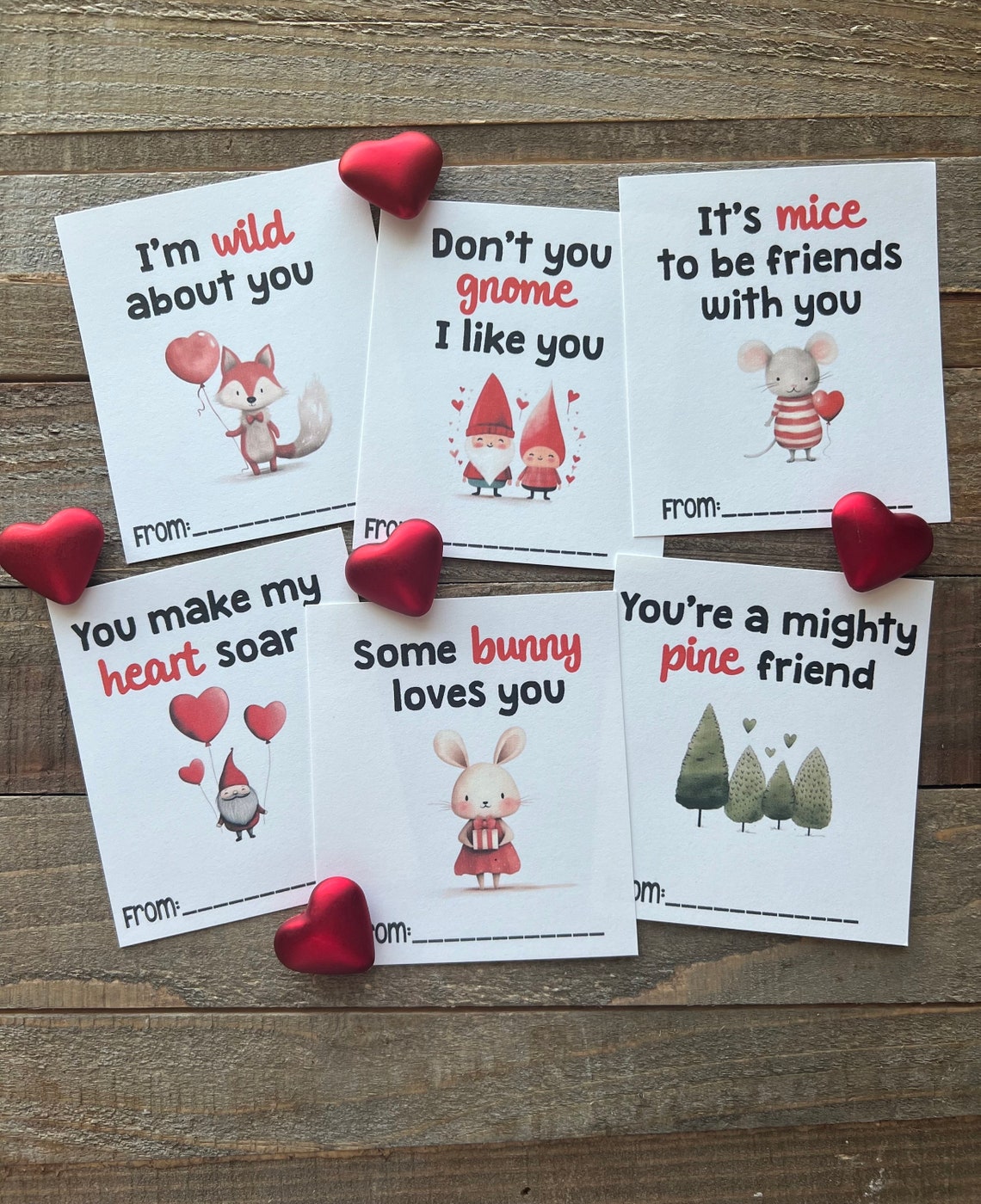 Printable Forest Themed Valentine's Day Cards for Kids, Classroom ...