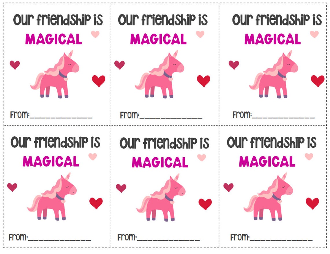 Printable Unicorn and Rainbow Valentine's Day Cards for Kids, Classroom ...