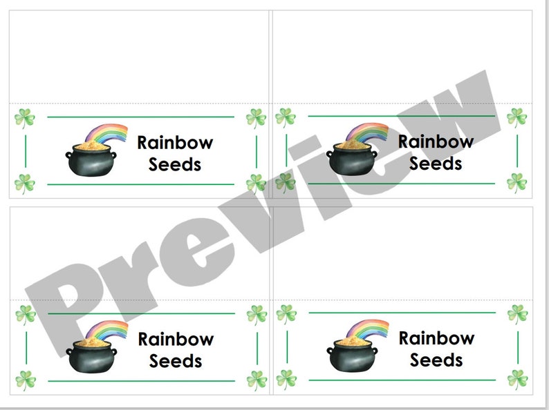 Saint Patrick's Day Rainbow Seeds Printable Bag Topper - Etsy