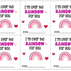 Printable Unicorn and Rainbow Valentine's Day Cards for Kids, Classroom ...