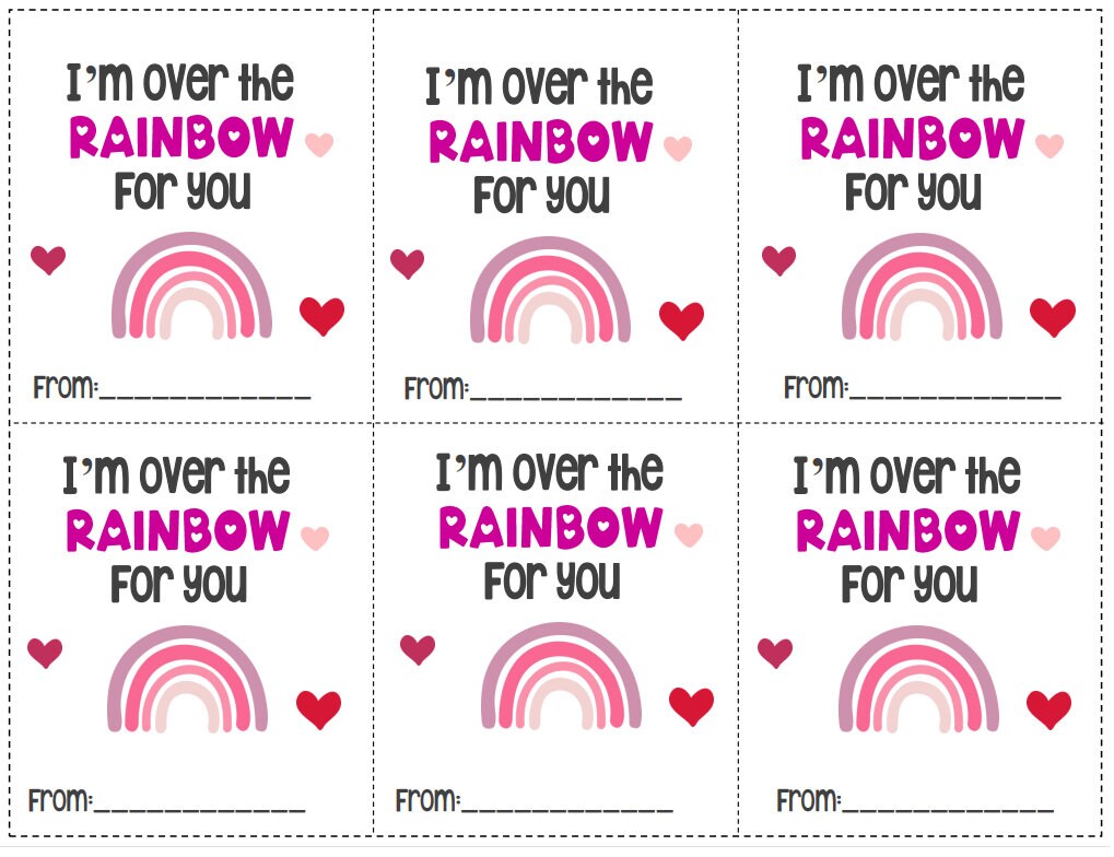 Printable Unicorn and Rainbow Valentine's Day Cards for Kids, Classroom ...