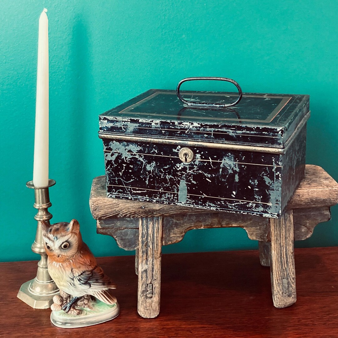 Vintage Black Metal Bankers Box With Insert - Etsy