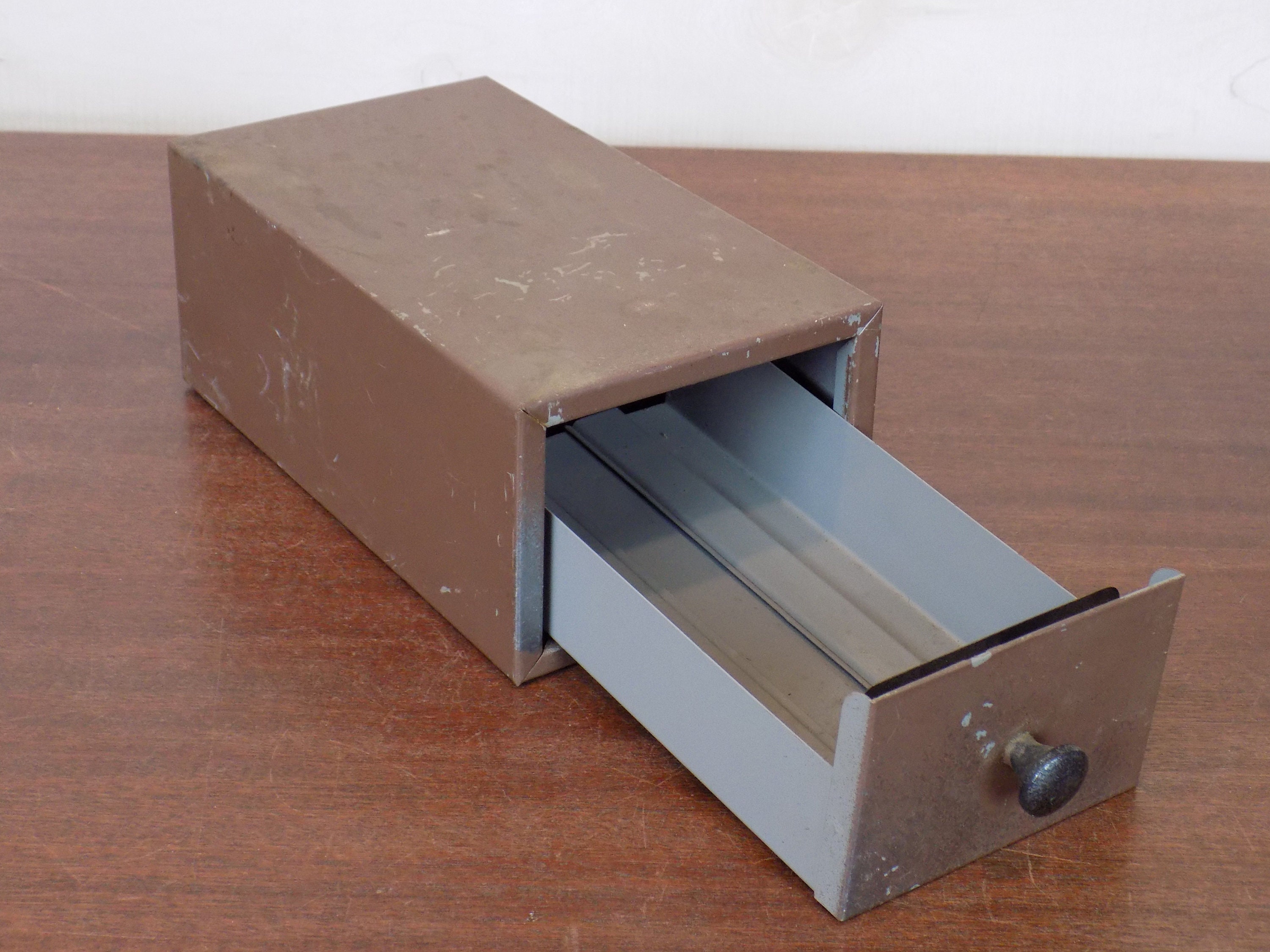 Vintage Metal Drawer Box Card Catalogue - Etsy