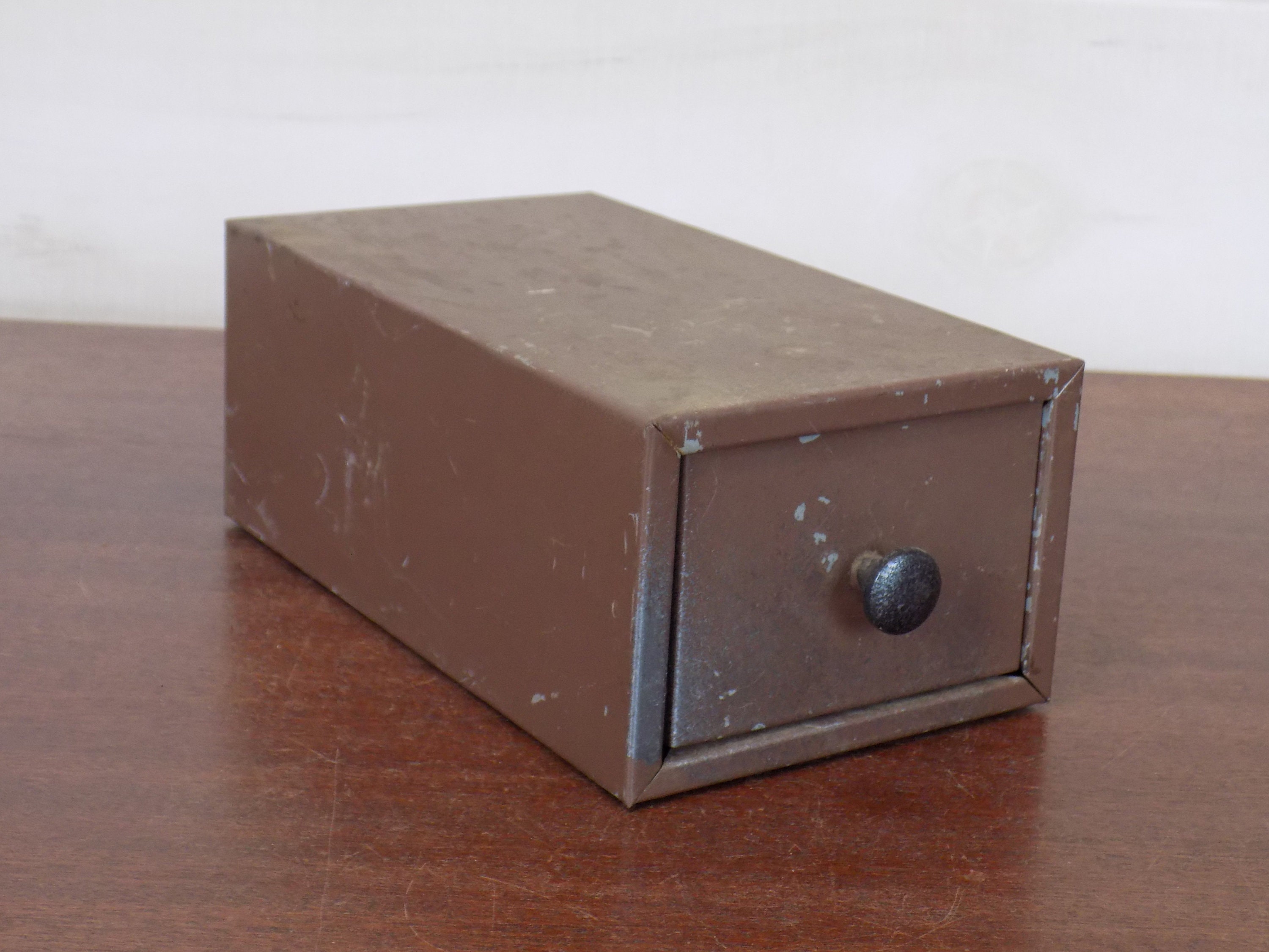 Vintage Metal Drawer Box Card Catalogue - Etsy