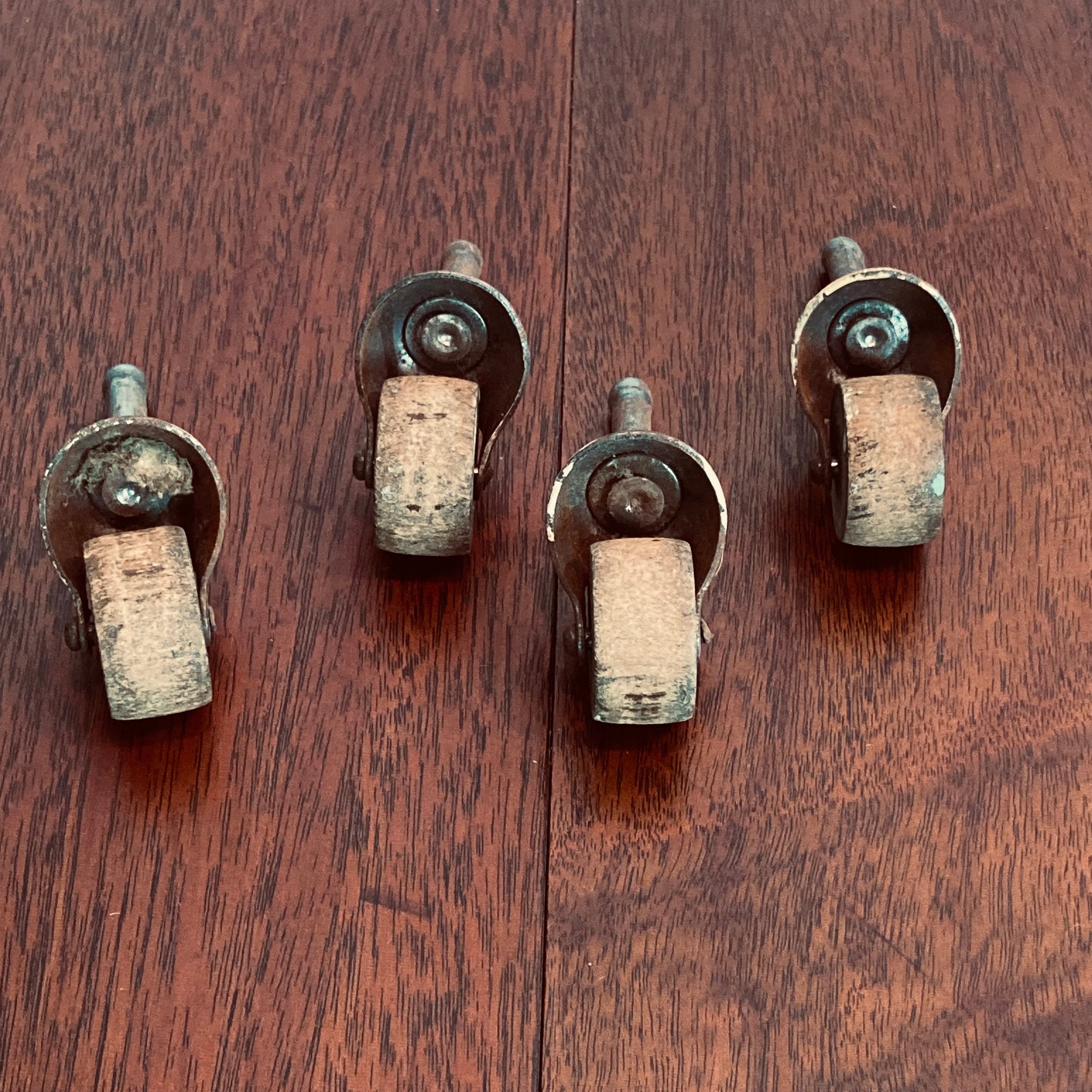 Vintage Wooden Wheel Casters Set of Four - Etsy