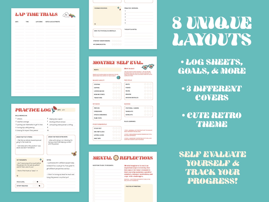 Roller Derby Progress Journal – Printable Digital Download – Practice ...