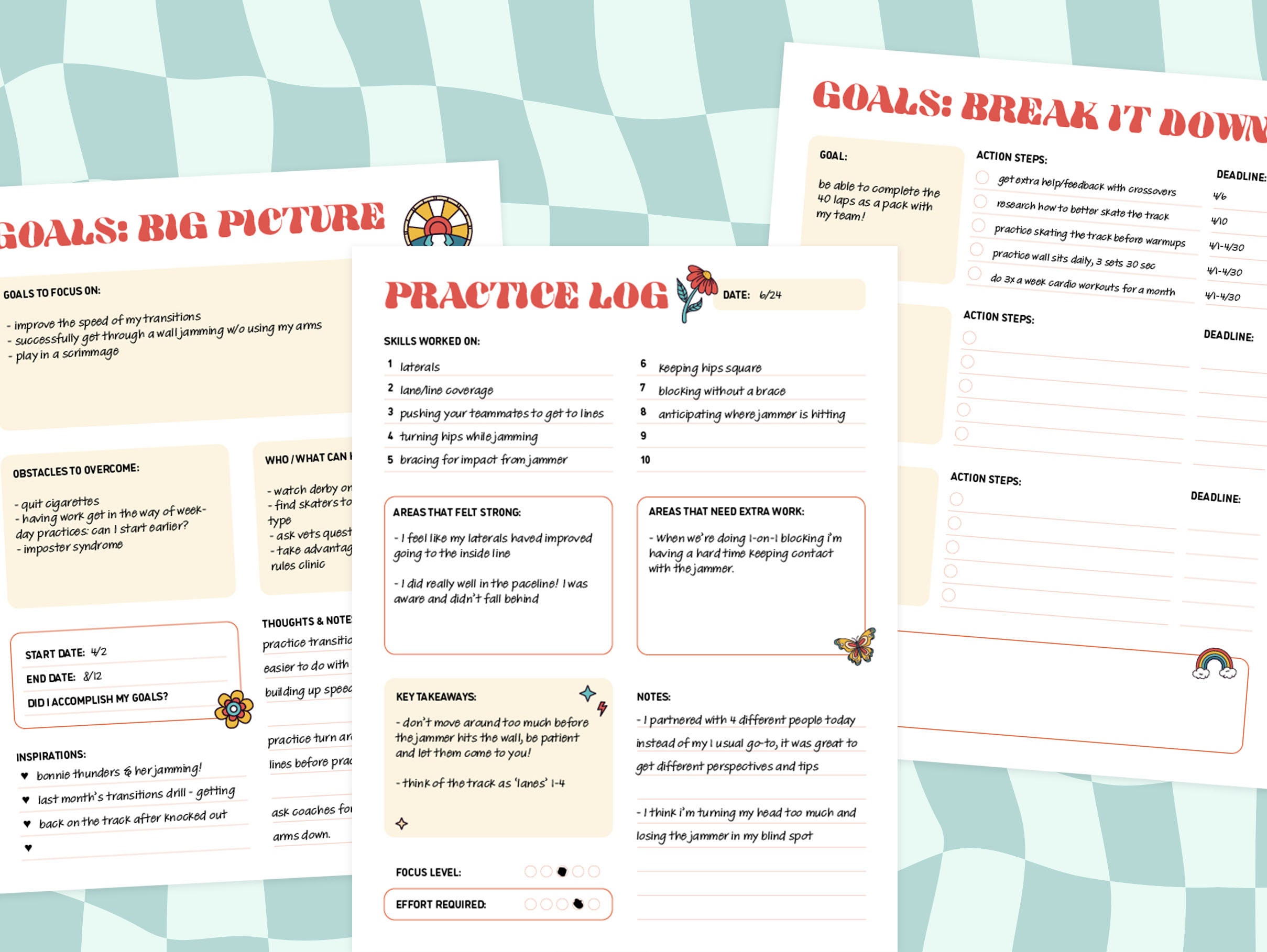Roller Derby Progress Journal – Printable Digital Download – Practice ...