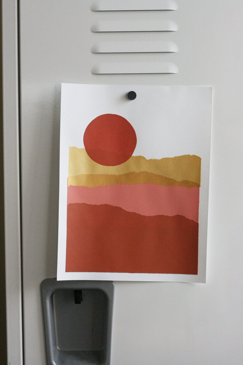 Art Print Screenprinted Poster - 'sunset' - 8.5x11" - Landscape Warm ...