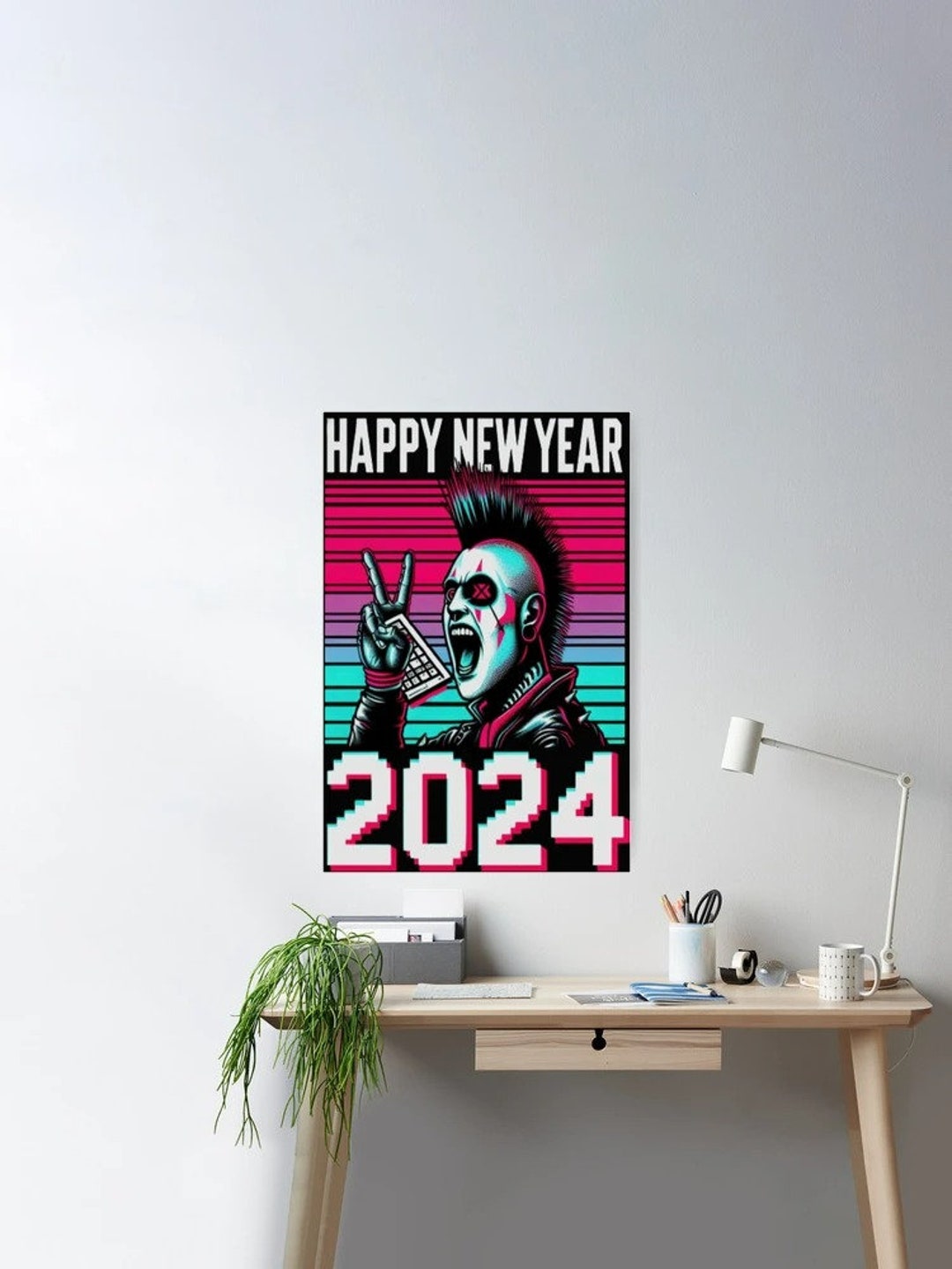 Punk Rock New Year 2024 With Peace Sign Poster - Etsy