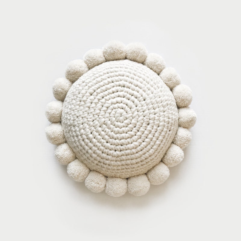 Crochet Pompom Pillow - Etsy