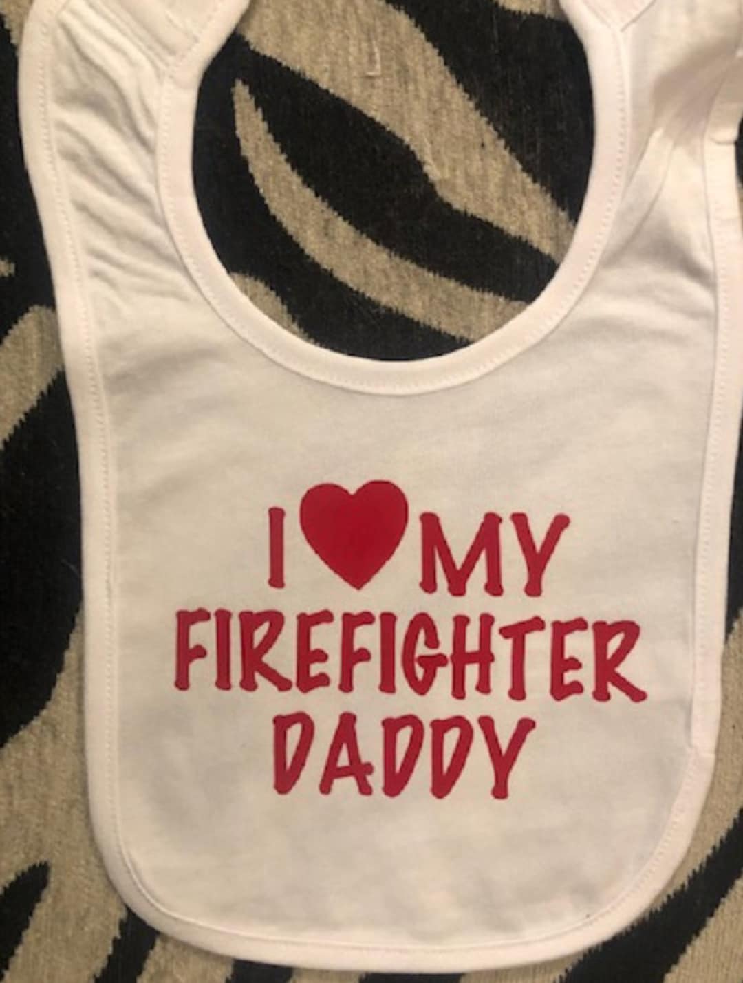 Firefighter Daddy Baby Bib Infant Clothes Clothing Fireman Hero Shower ...
