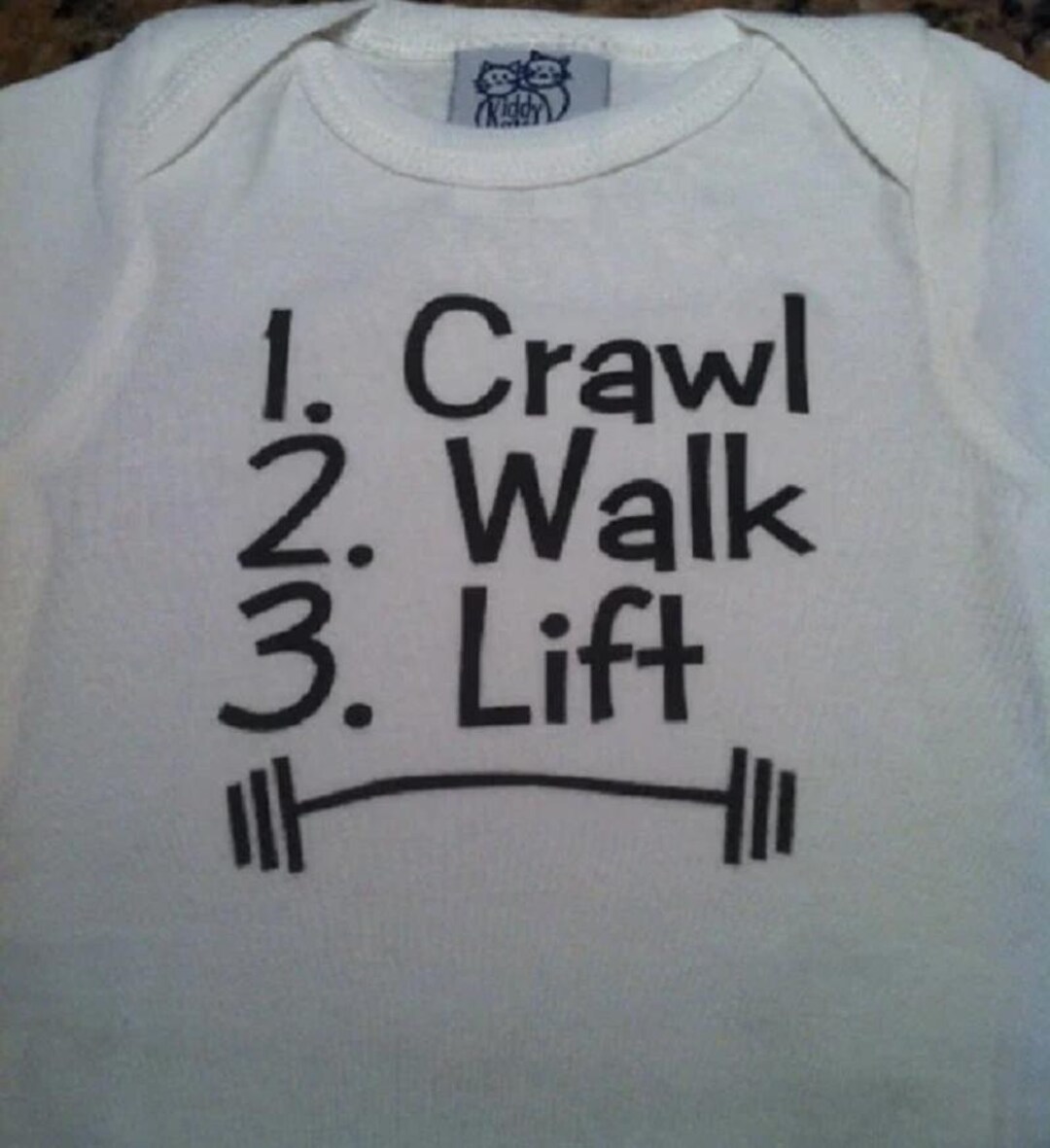 Gym Baby Onesie ®: Crawl Walk Lift, Exercise Bodysuit Infant One Piece ...