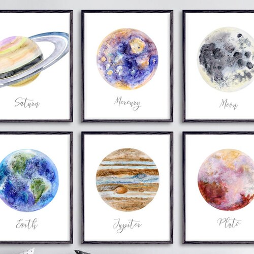 Space Print Set of 6 Outer Space Decor Solar System Prints | Etsy