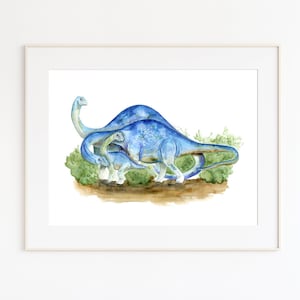 Brontosaurus Family Print, Dinosaur Art, Boys Room Decor, Brontosaurus ...
