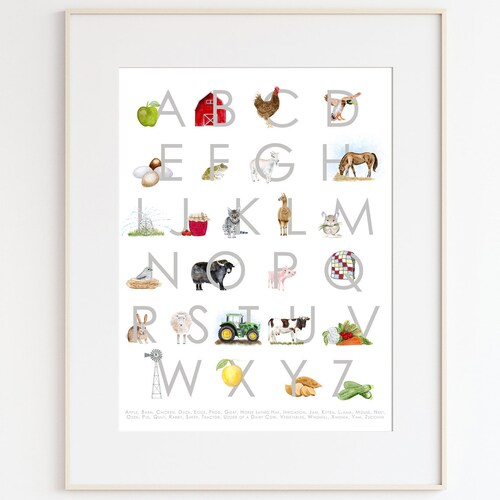 Farm Alphabet Nursery Print Farm ABC Wall Art Farm Alphabet - Etsy