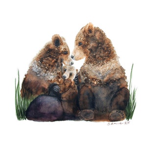 Bear Family Print, Woodland Nursery Art, Bear Watercolor, Bear Nursery ...
