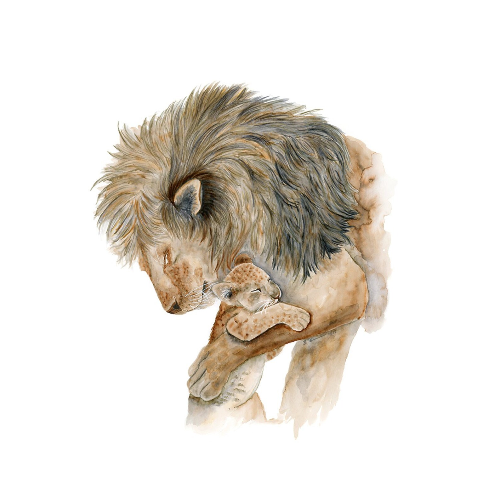 Lion Art Print Father's Day Gift Animal Art Dad and - Etsy