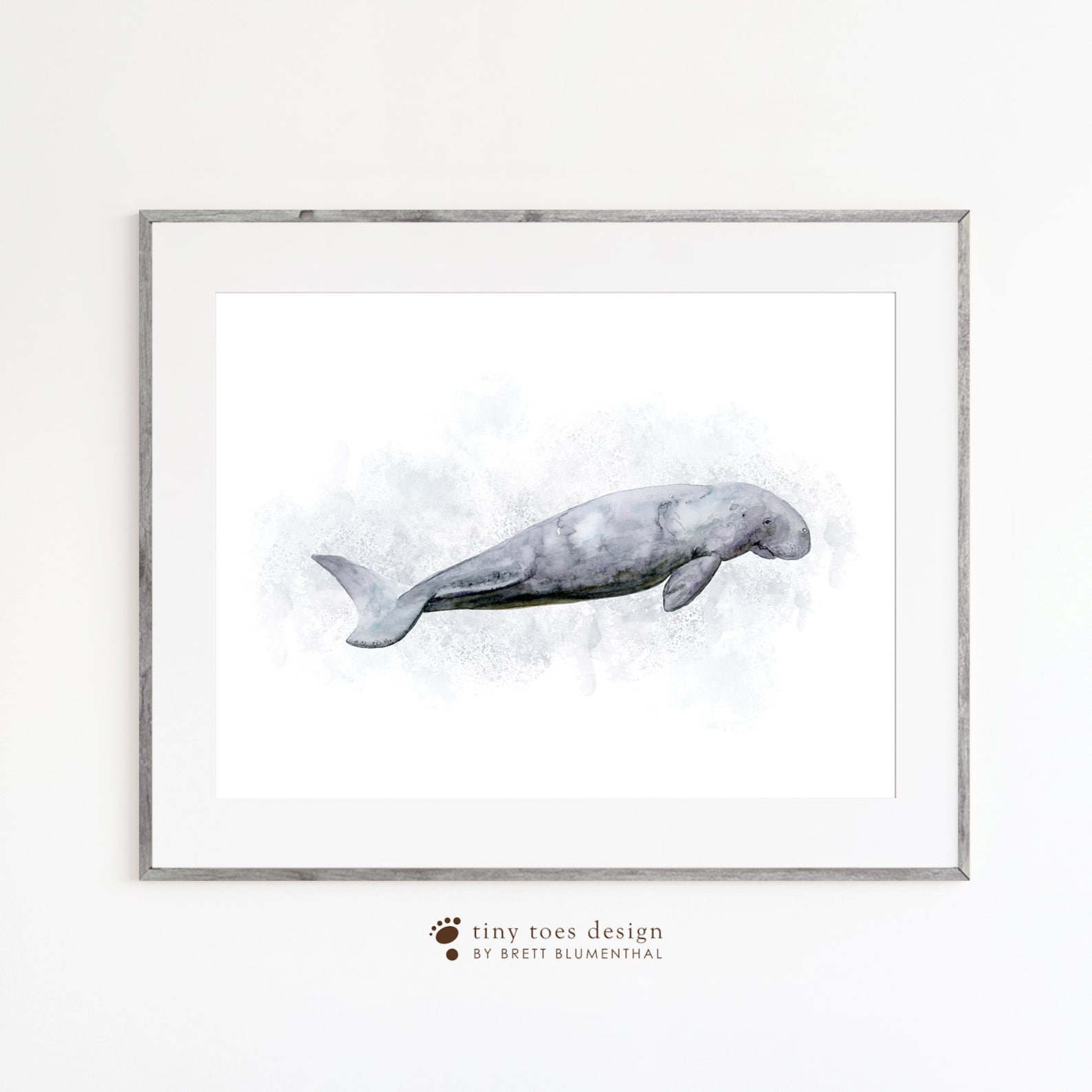 Dugong Watercolor Art, Ocean Animal Decor, Dugong Wall Art, Ocean ...