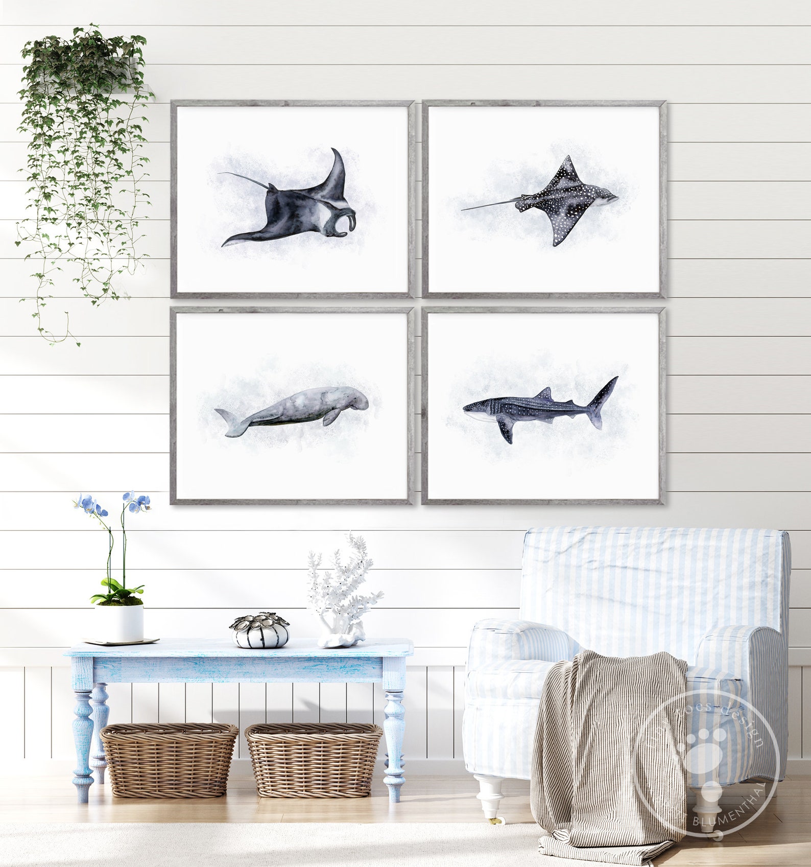 Dugong Watercolor Art, Ocean Animal Decor, Dugong Wall Art, Ocean ...